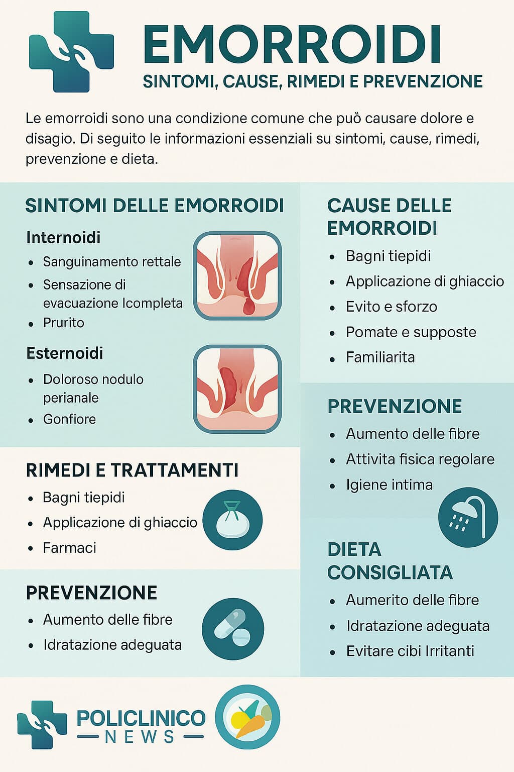 Emorroidi: Sintomi, Cause, Rimedi e Prevenzione, Trattamento e Dieta